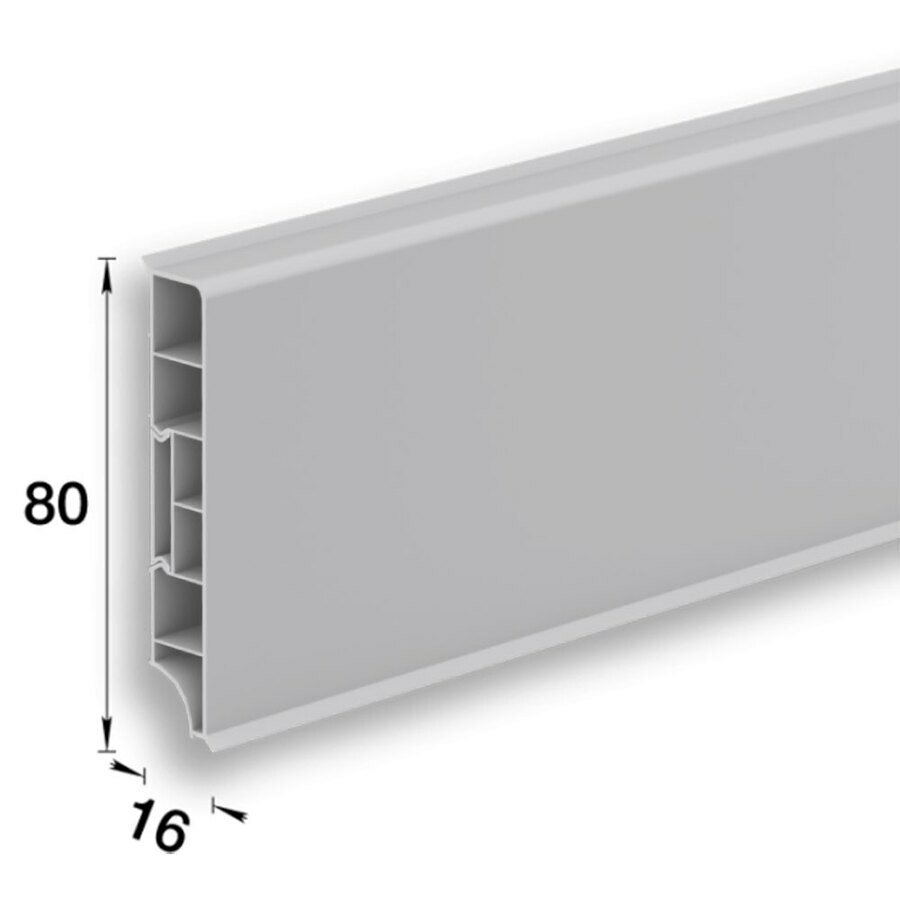 Дюрополимерный плинтус Идеал Дюра 80 мм Прямоугольный светло-серый 002, 1 шт.