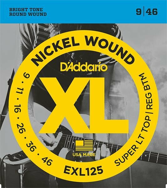 XL NICKEL WOUND Струны для электрогитары Super Light Top/Regular Bottom 9-46 D Addario EXL125