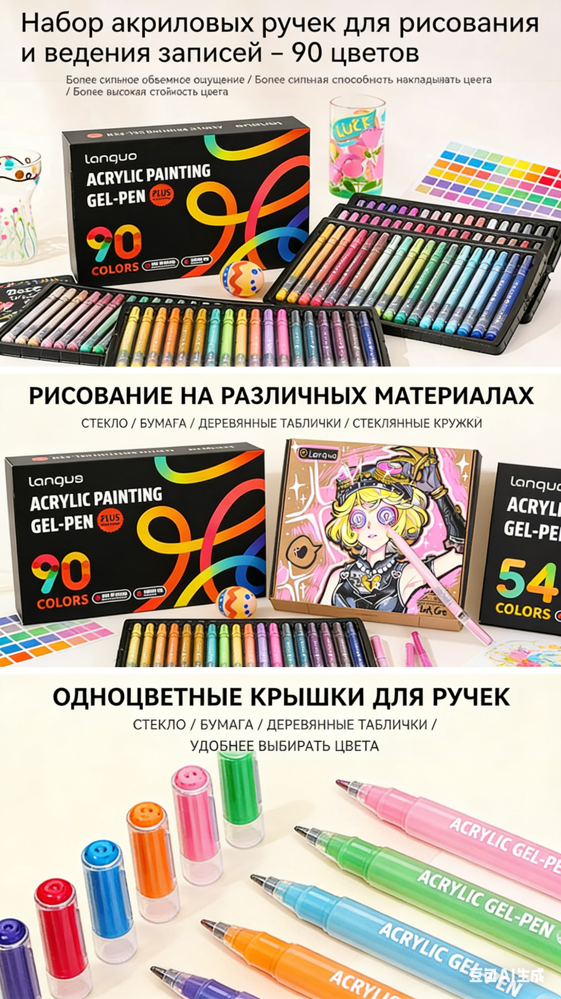 Набор акриловых маркеров "Languo PLUS", 90 штук, толщина линии 1мм