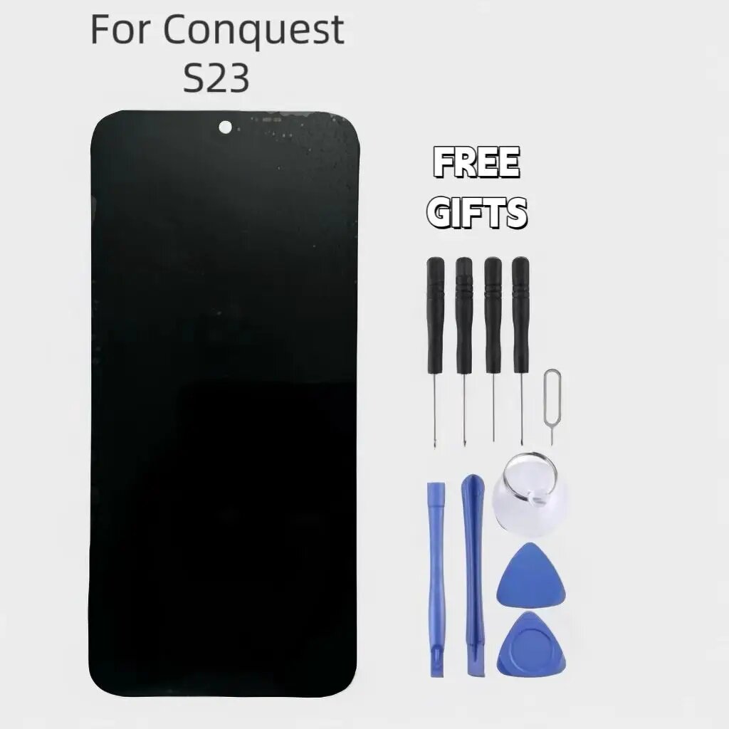 ЖК-дисплей и сенсорный экран в сборе для CONQUEST S23, замена для CONQUEST S23, датчик ЖК-дисплея с клеем,