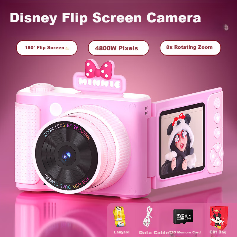 Детская камера Disney S6 Minnie с поворотным экраном 40-50 МП компактная цифровая камера для фото и путешествий