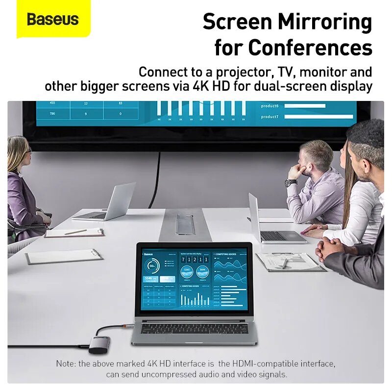 BASEUS концентратор USB-C 8 в 1 HDMI RJ45 SD TF — фото 1