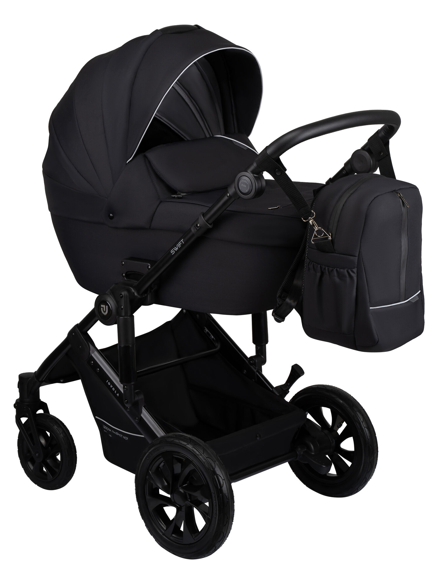 Коляска детская универсальная для новорожденных 3 в 1 Jovola Swift Plus, всесезонная, с автолюлькой 0-13 кг, черный
