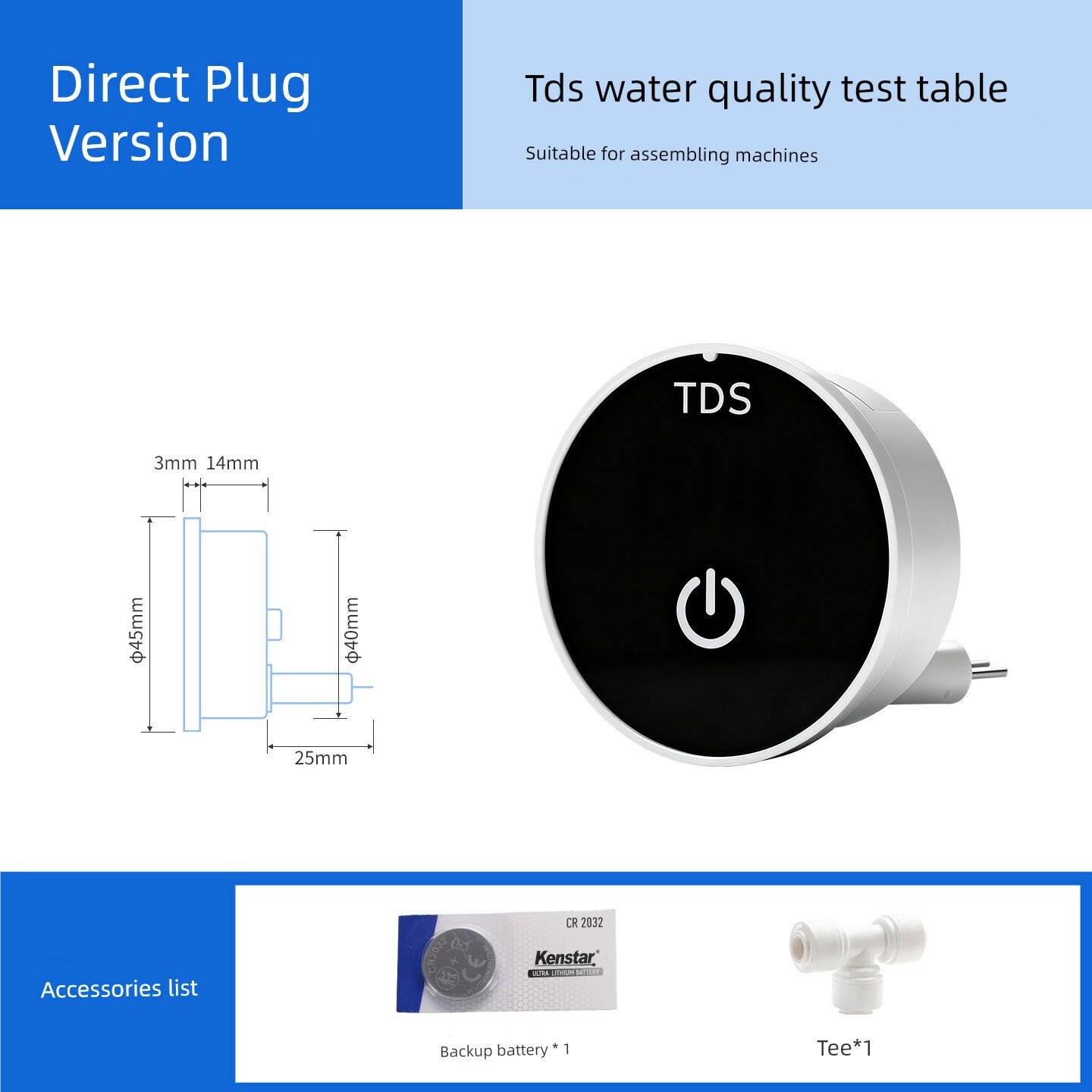 Реальный TDS-тестер для воды с вставным подключением, цифровой дисплей, точный анализ качества воды