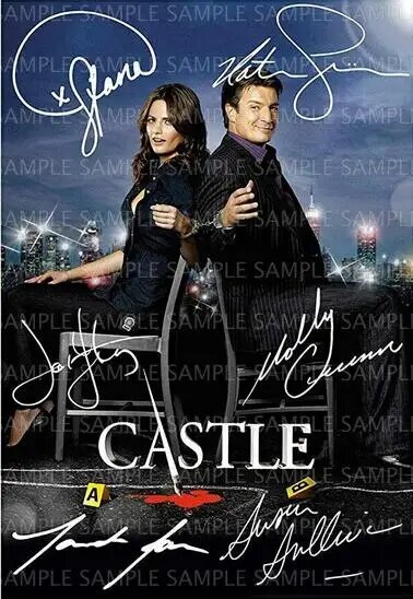 Холст 16x24" Castle Cast, Сериал, Подпись