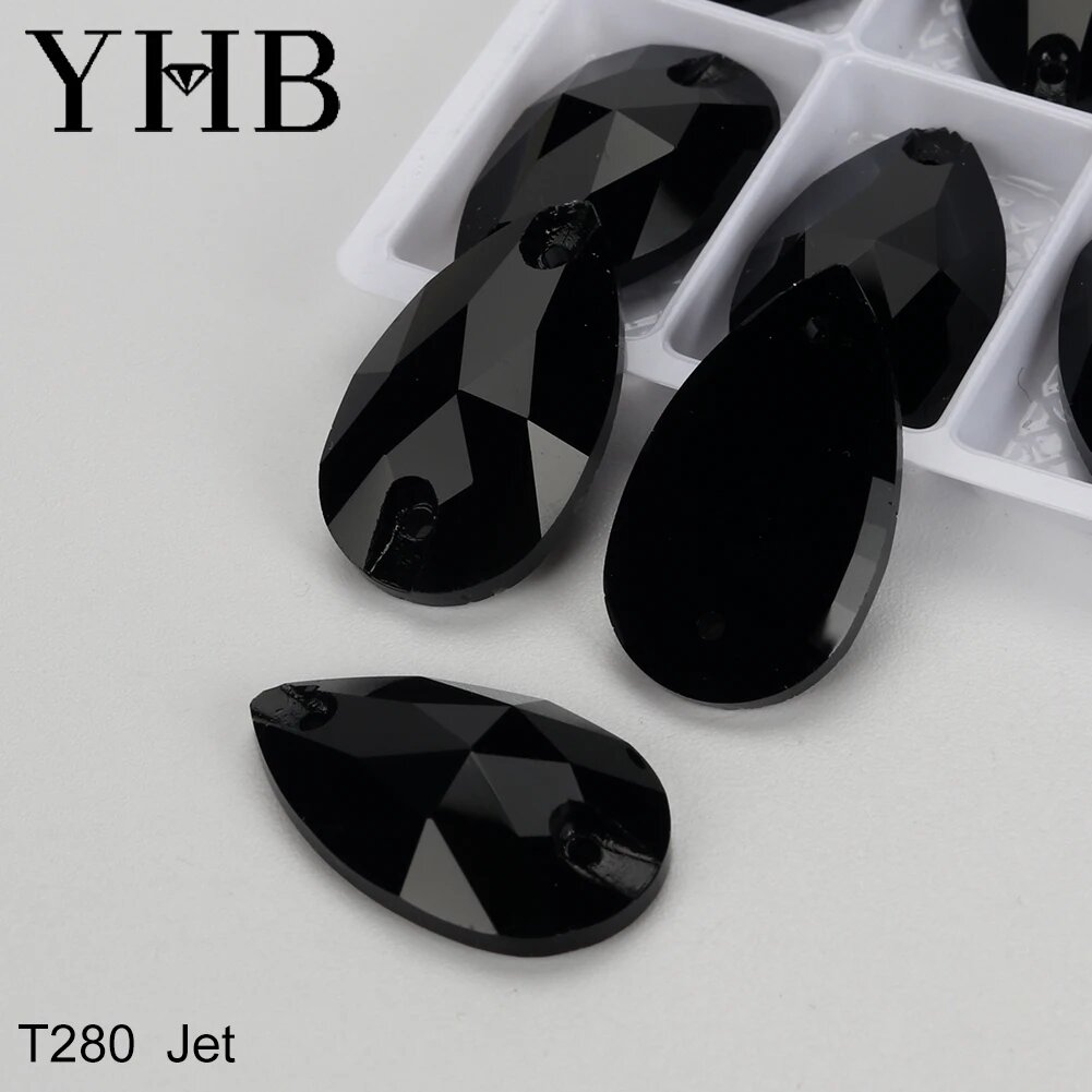 Стразы YHB черные T280 Jet 10mm 14mm, 36шт