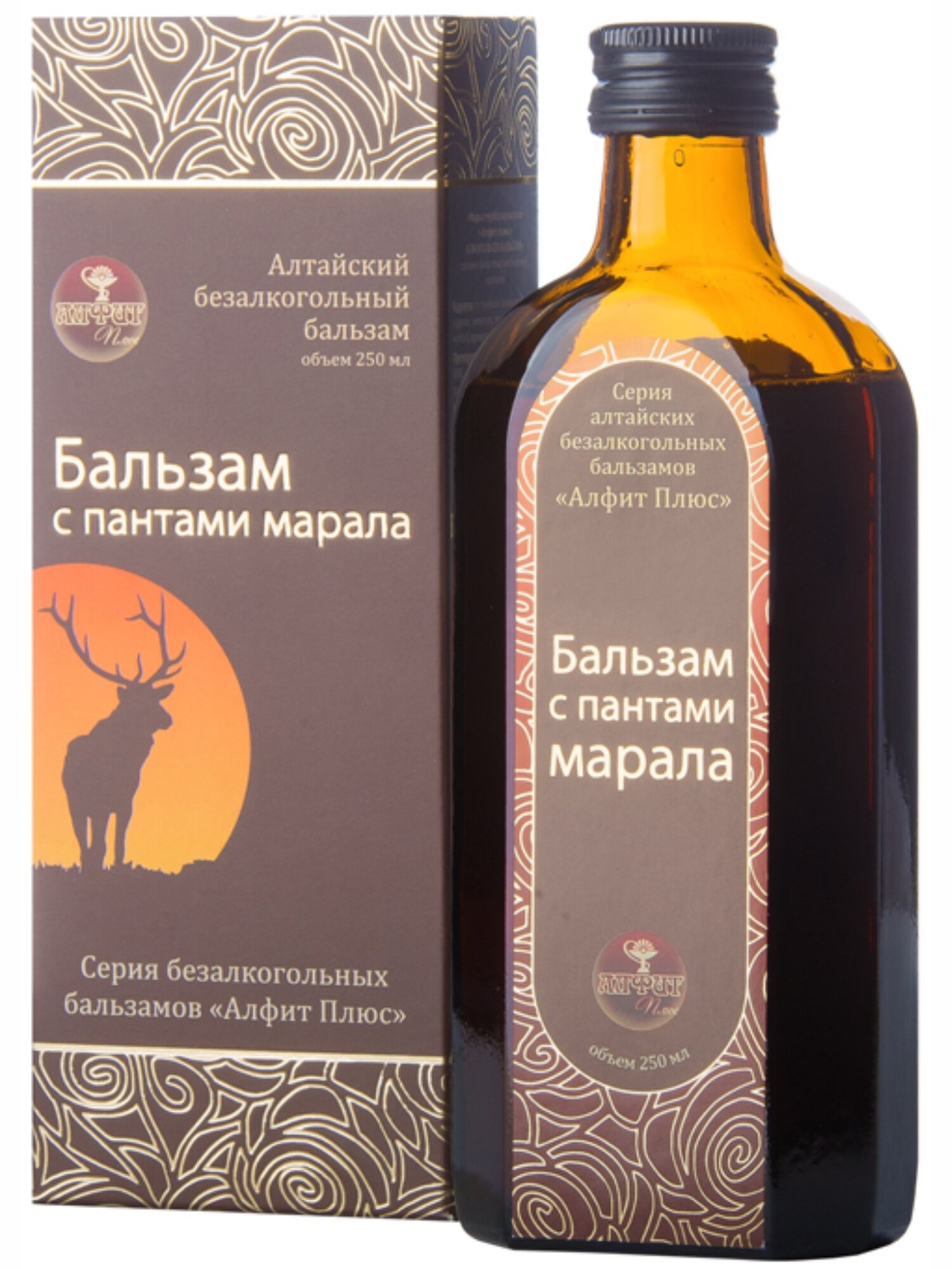 Бальзам с пантами марала безалкогольный, от бренда "Алфит Плюс", объем 250 мл