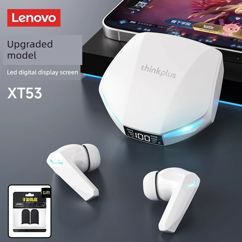Беспроводные наушники Bluetooth для игр с 45 мс низкой задержкой, LED-дисплеем и долгим сроком работы - Белый