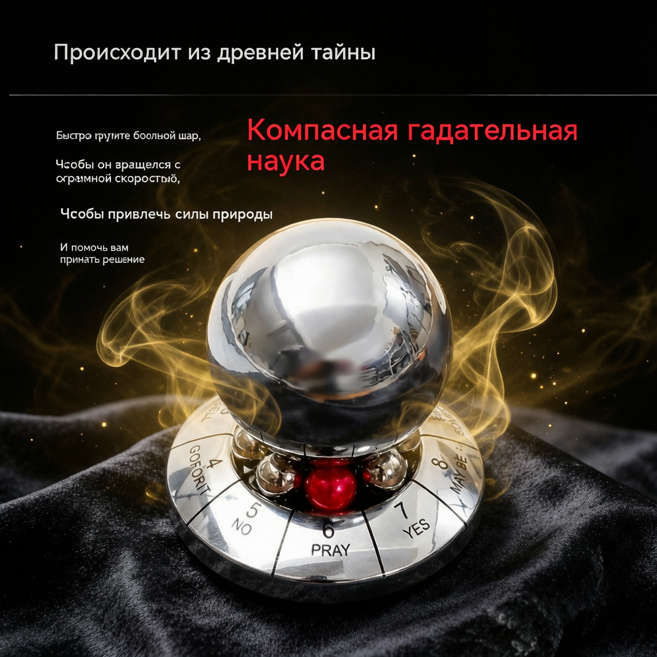 Глобальный прямой продажи решающий шар из сплава цинка, удачный шар, вращающийся металлический творческий предмет для принятия решений и удачи.