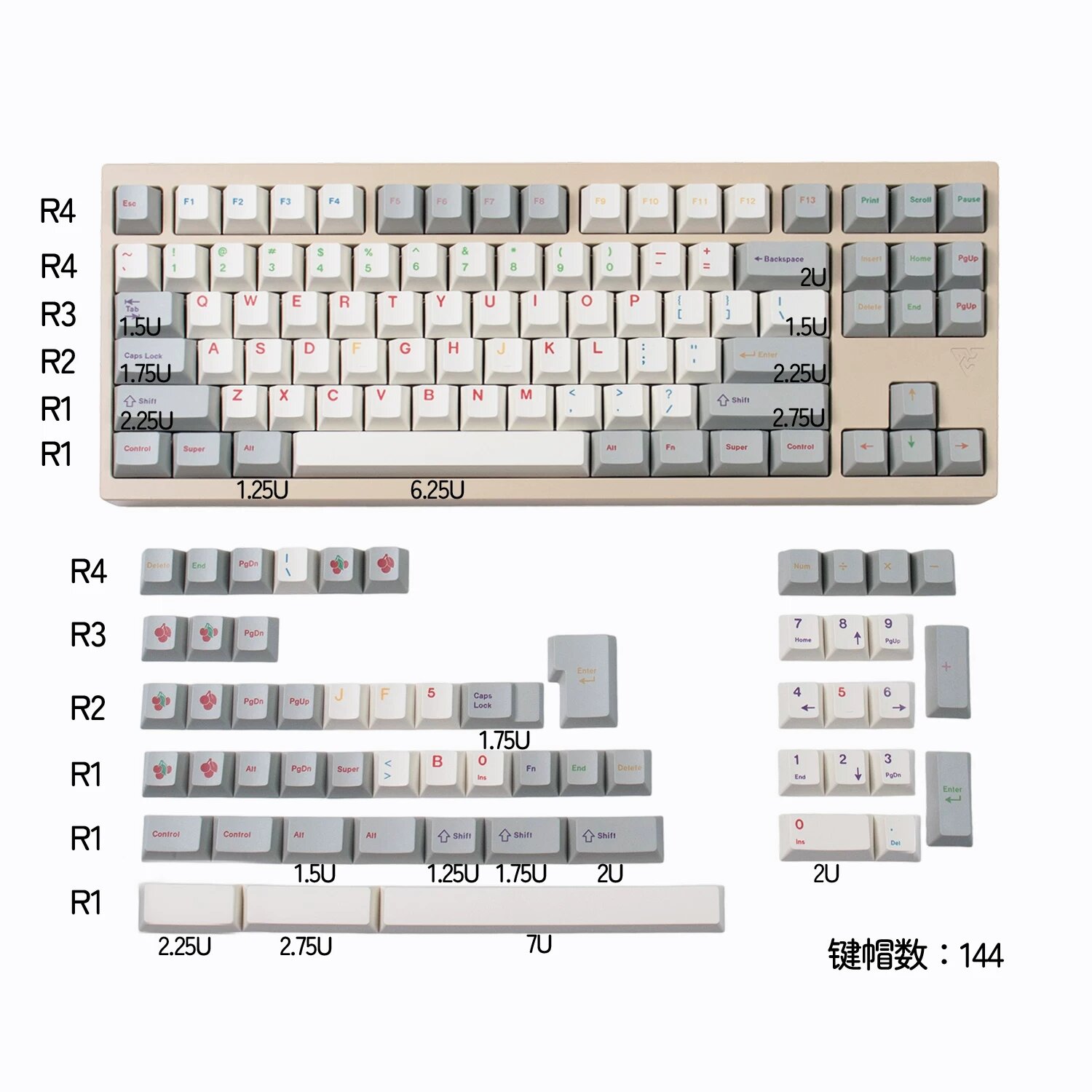 Кириллические кейкапы PBT OEM красные винтажные для механической клавиатуры, универсальные для 60%/65%/75%/100%