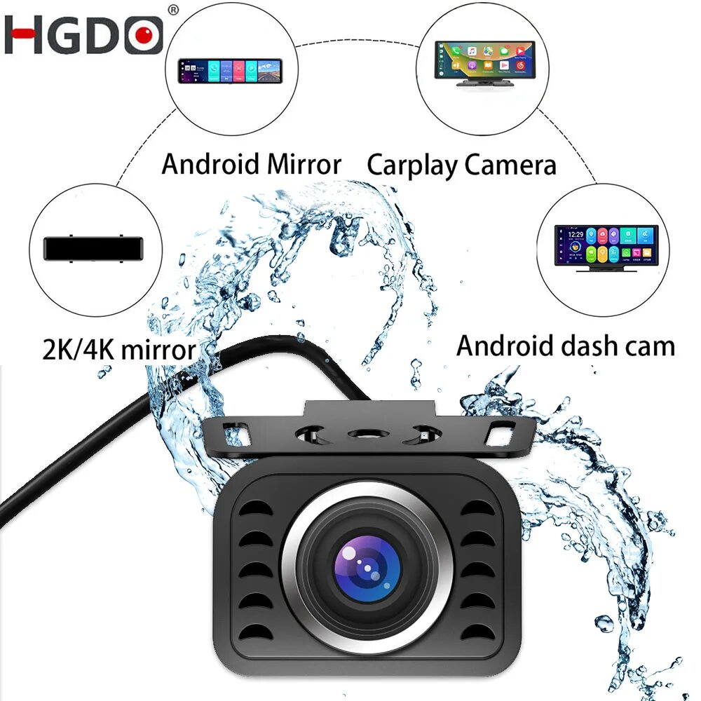 HGDO R35 SONY IMX335 2K 1080P Камера заднего вида Задняя камера 4-контактный кабель Ночное видение Реверсивный автоматический парковочный монитор Водонепроницаемый 170 °