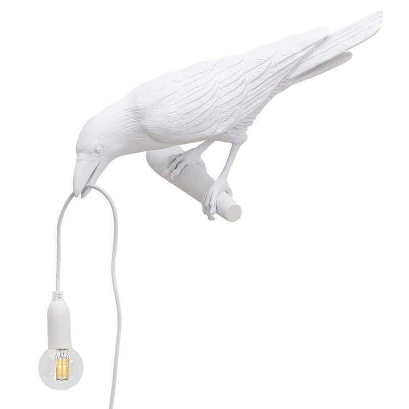 Бра настенный светильник ворон птица белая Е14 40Вт Bird Lamp Blesslight