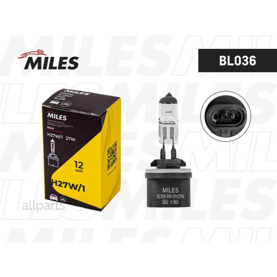 MILES BL036 Лампа H27W/1 12V 27W PG13