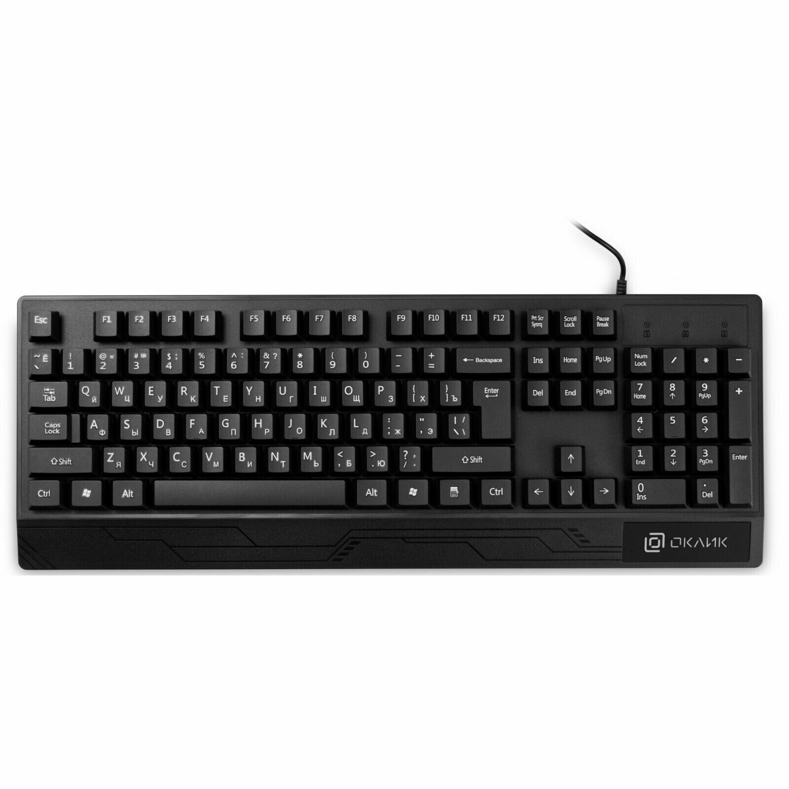 Клавиатура OKLICK проводная компьютерная 115M черная USB 1678098
