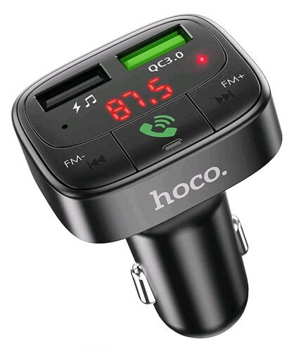 FM-трансмиттер Bluetooth в прикуриватель Borofone E59 ЖК-дисплей,