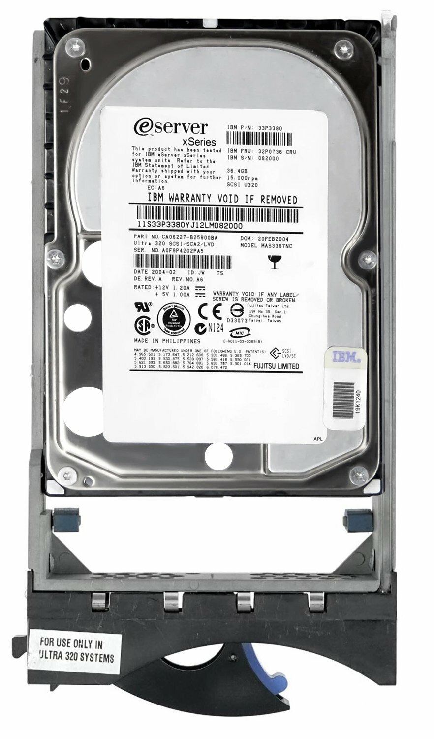 Жесткий диск IBM 36.4Gb 15000 U320SCSI 3.5" HDD CA06227-B25900BA
