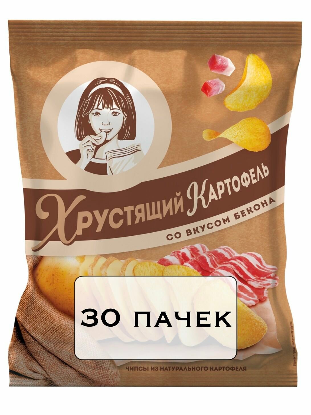 Чипсы Хрустящий Картофель в ломтиках Бекон, 30 шт по 40 г