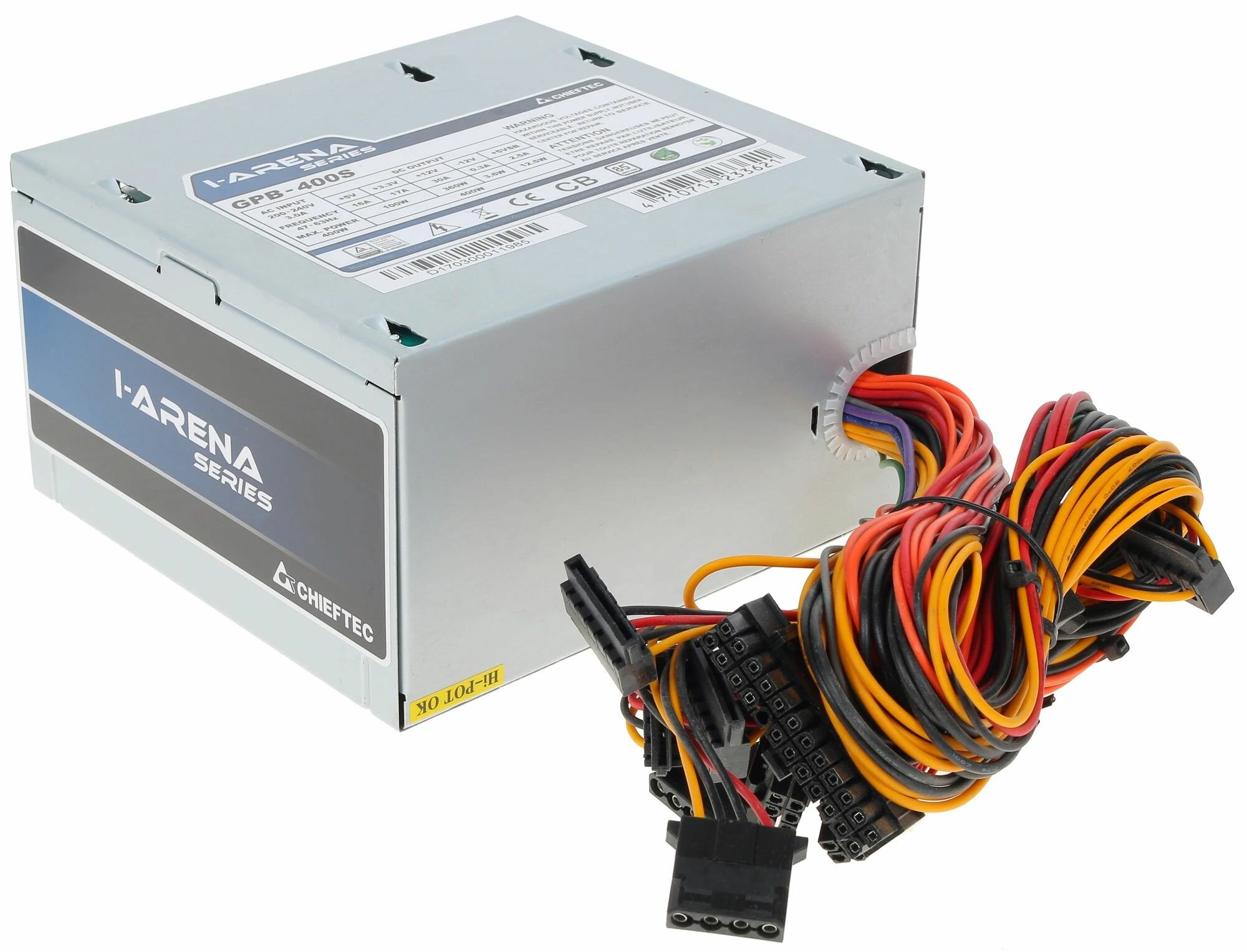 Блок питания Chieftec iARENA 400W (GPB-400S) серый - ATX 20+4 пин, 4 pin CPU, 5 SATA, 1 x 6+2 pin PCI-E