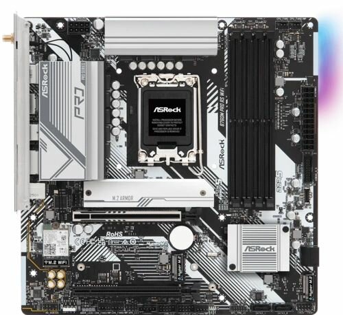 Материнская плата ASRock B760M Pro RS WiFi - LGA 1700, Intel B760, 4xDDR5-4800 МГц, 1xPCI-Ex16, 3xM.2, Micro-ATX