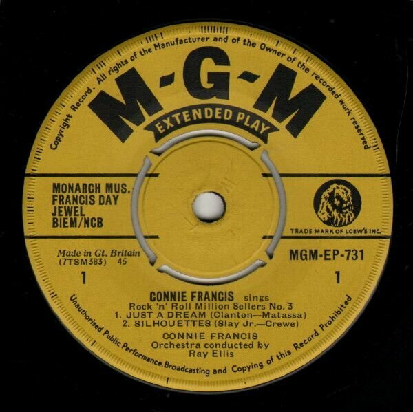 Пластинка Connie Francis "Sings Rock N' Roll Million Sellers No.3" 7" (Single/UK/1959) VG/VG