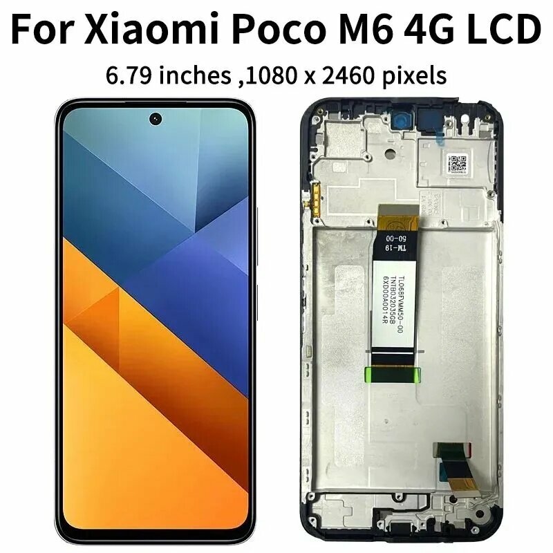 6,79-дюймовый IPS LCD-дисплей для Xiaomi Poco M6 4G, 2404APC5FG, ЖК-дисплей с рамкой, сенсорный экран, панель управления, комплектующие.