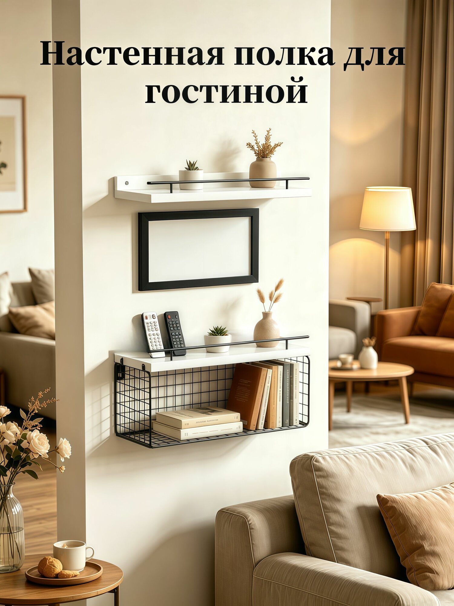 Настенные полки в американском стиле, Корзина с сеткой, подходит для ванной комнаты, гостиной, кухни, 40x15x1.5 см, белый
