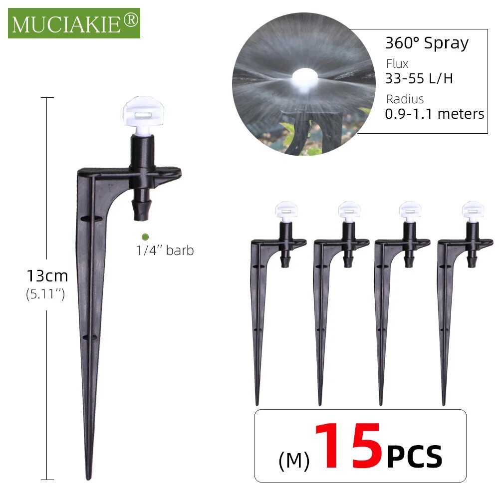 Спринклеры садовые MUCIAKIE 360° Spray, 15 шт, черный