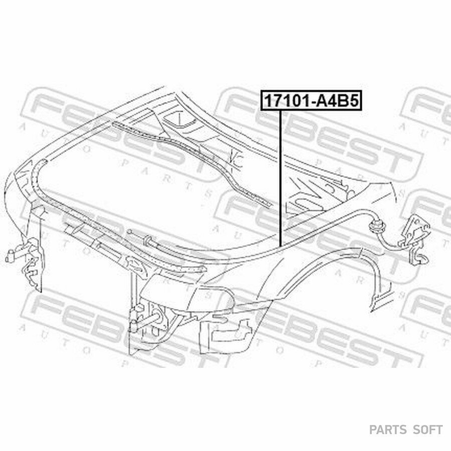 FEBEST 17101-A4B5 Тросик привода открывания замка капота AUDI A4 1995-2001 17101-A4B5