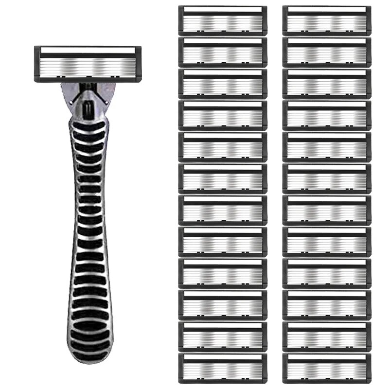Мужская безопасная бритва из нержавеющей стали 1 holder 24 blades