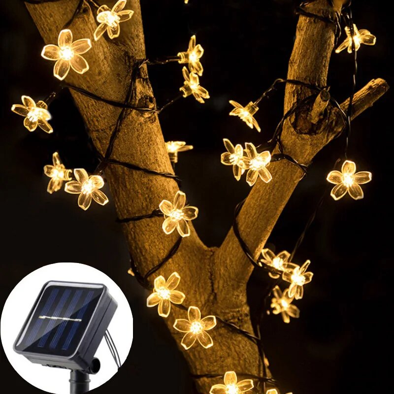 Солнечные гирлянды «Сакура» 5/7/12 м Warm, 12M 100LED