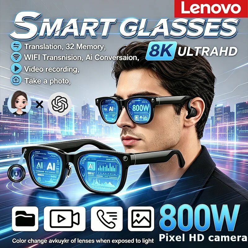 Lenovo Smart Glasses 8MP 8K AI Translation
