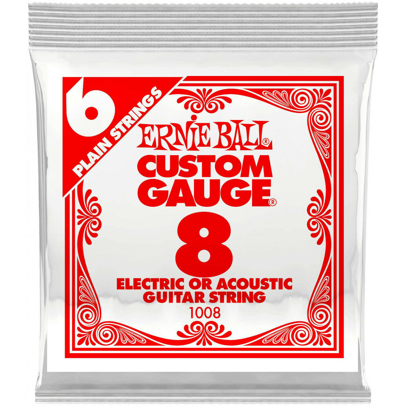 Одиночная струна для акустической и электрогитары 08 Ernie Ball 1008