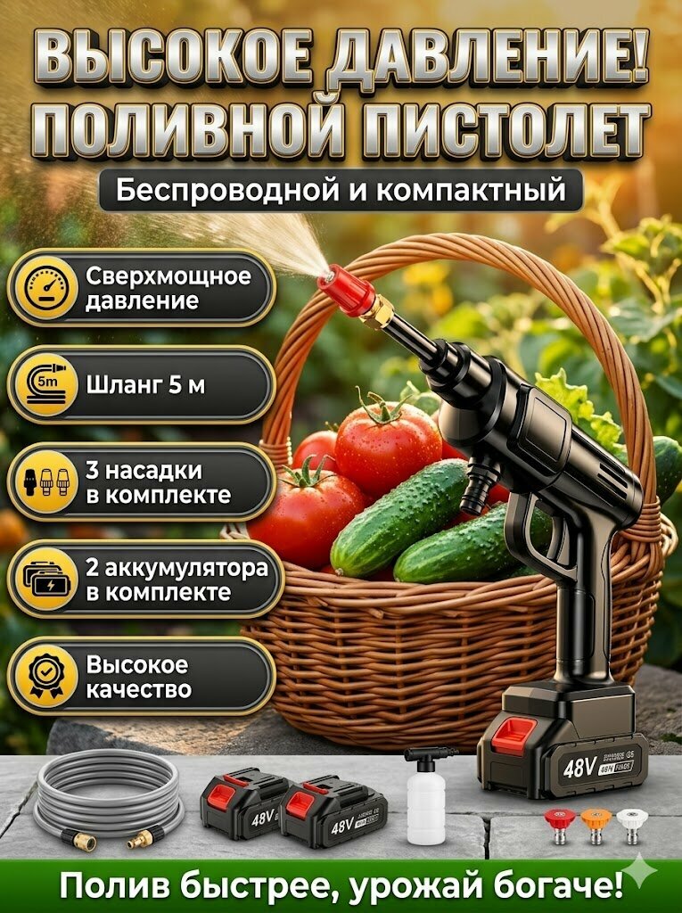 Насос аккумуляторный для полива из бочки, 48V