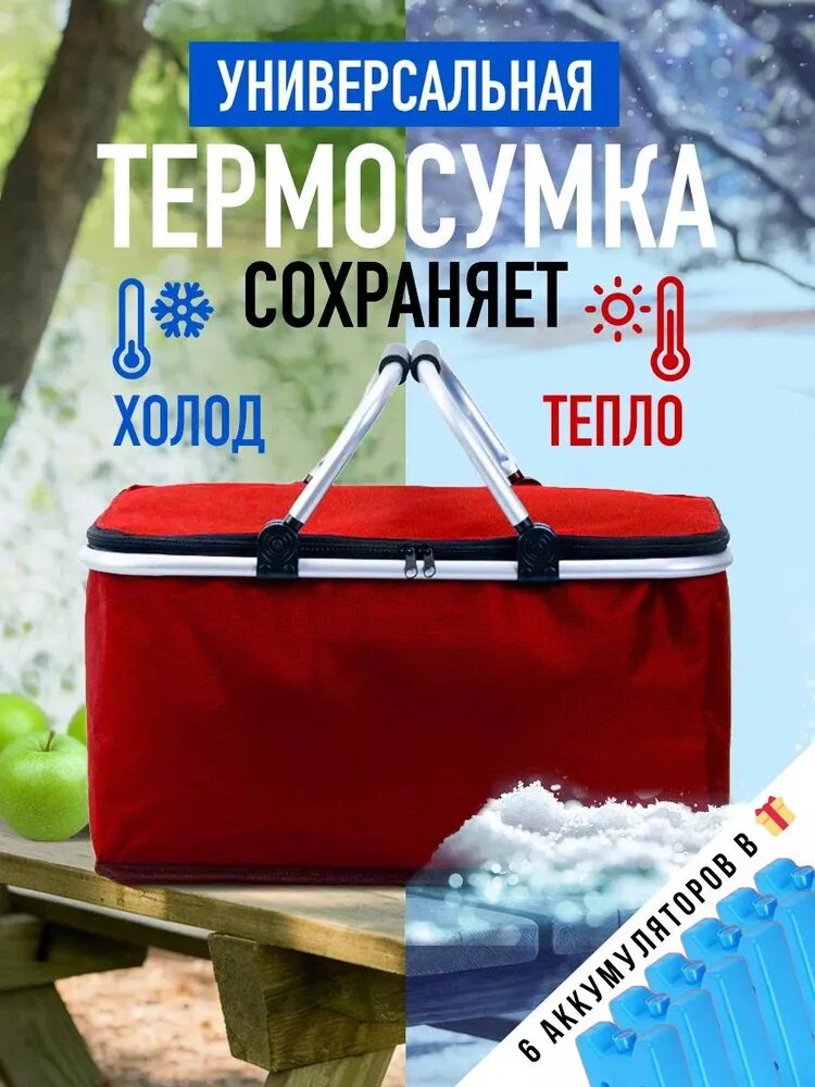 Термосумка складная с 6 аккумуляторами холода 30 литров