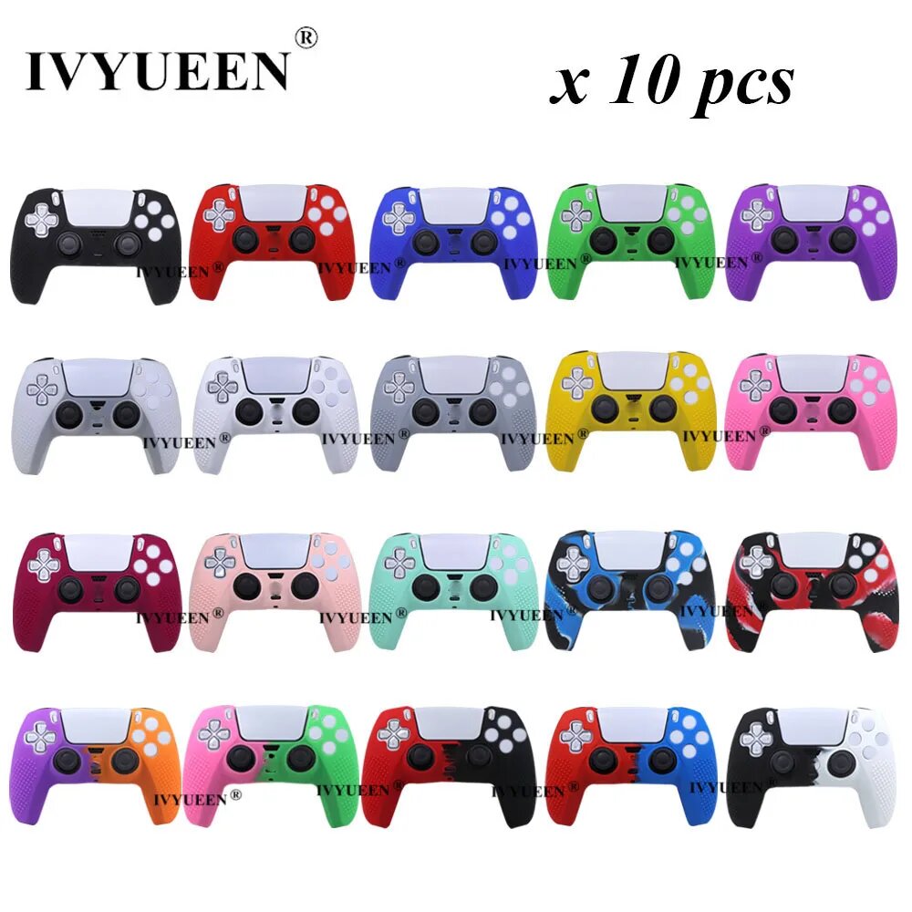 Противоскользящие силиконовые чехлы для контроллера PlayStation 5 Dualsense, IVYUEEN, 10 шт.