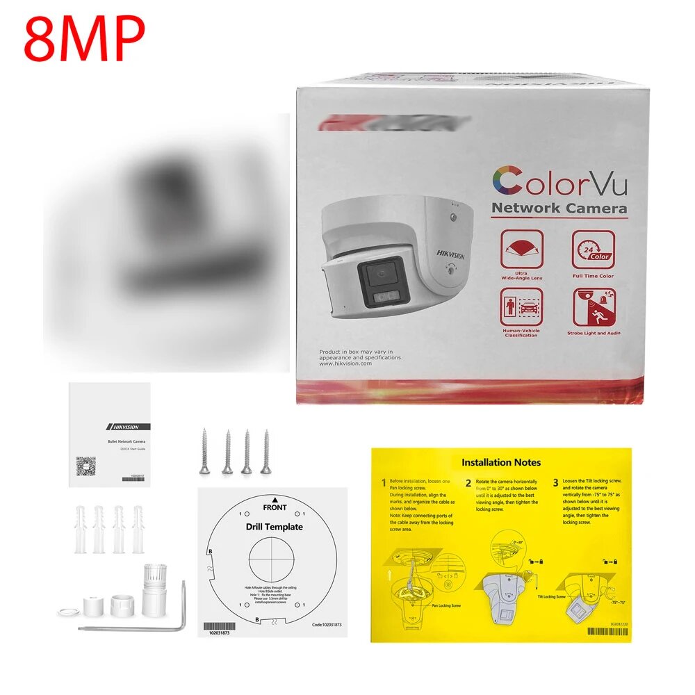 IP-камера панорамная HIKVISION 8MP 4K DS-2CD2387G2P-LSU/SL 4MP HD DS-2CD2347G2P-LSU/SL ColorVu с встроенным микрофоном и динамиком для безопасности