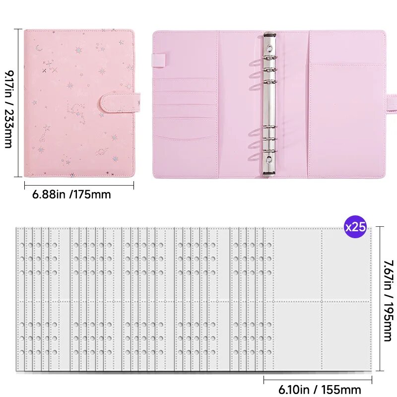 Розовый блокнот A5 Starry Sky, 25 листов, Pink A