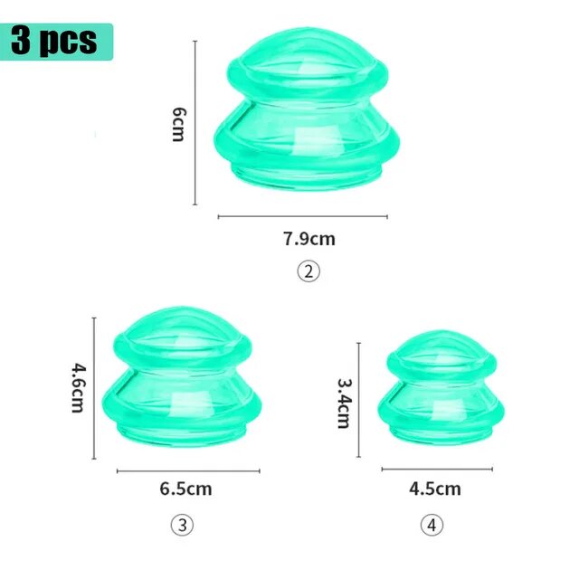 Силиконовые вакуумные массажные чашки Silicone Massage Cups 3pcs Green