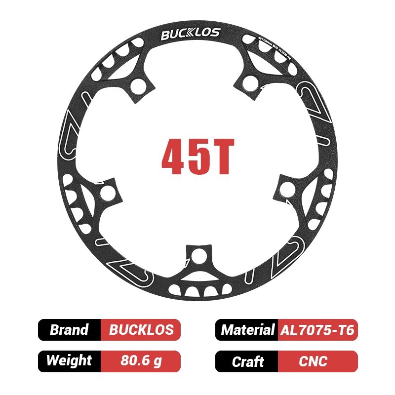 BUCKLOS Звездочка для складного велосипеда 45/47/53/56/58Т черный 45T