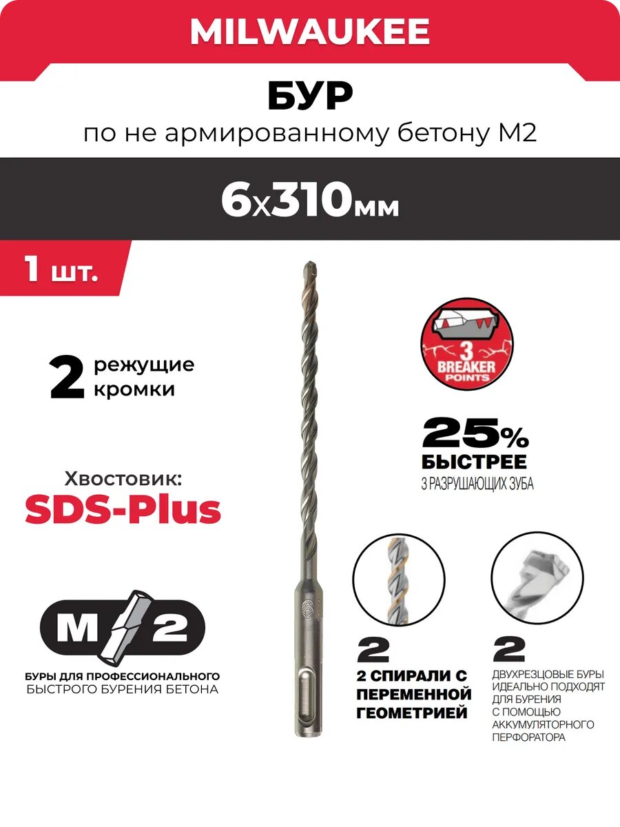 Бур SDS+ M2 6x310, 4932399321
