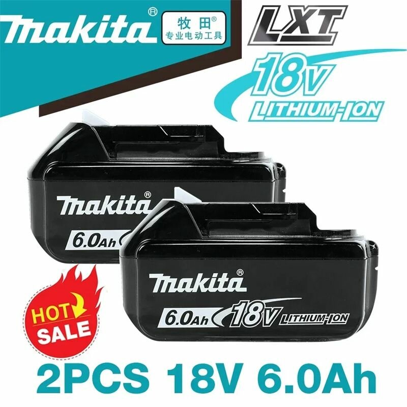 Makita 18V LXT 6.0 Ач, аккумулятор для инструмента BL1860, 6000мАч 2 шт. аккумулятор 18V 6.0Ah 2шт комплект аккумуляторов 6000mAh для электроинструмента запасные аккумуляторы