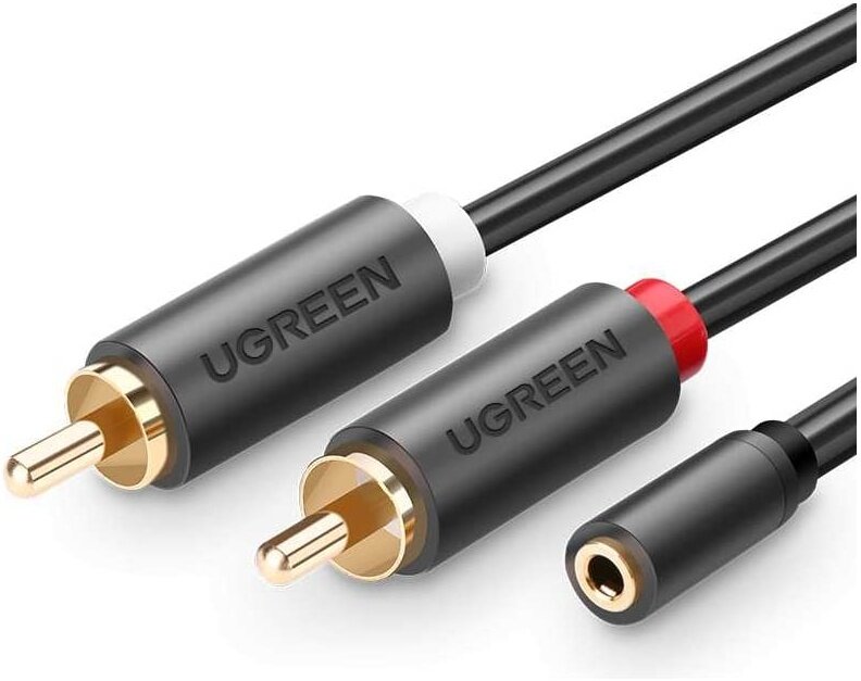 Аудио кабель Ugreen AV102 3.5mm to 2 RCA 1м серый