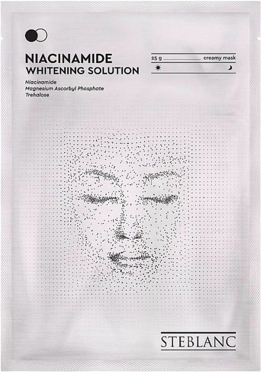 Steblanc Niacinamide Whitening Solution Cream Sheet Mask Тканевая маска для лица омолаживающая , 25 г