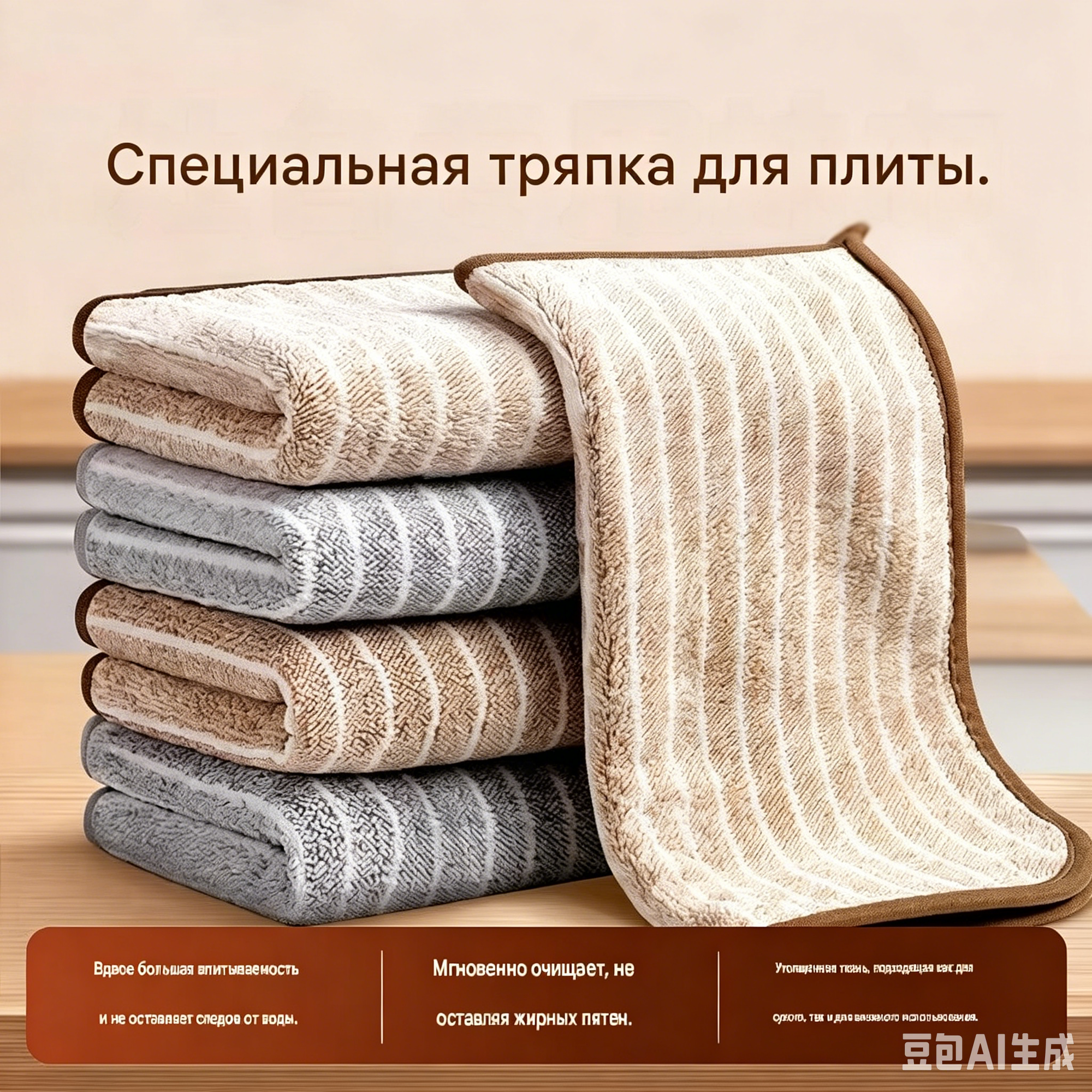 Кухонная тряпка для плиты из микрофибры, быстро убирает жир, супервпитывающая ткань из 5 шт. (25 см × 25 см)
