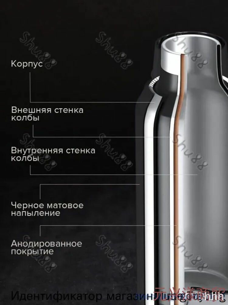 Шиповой черный термос MRB 2000ml с термоизоляцией для походов и путешествий — фото 1