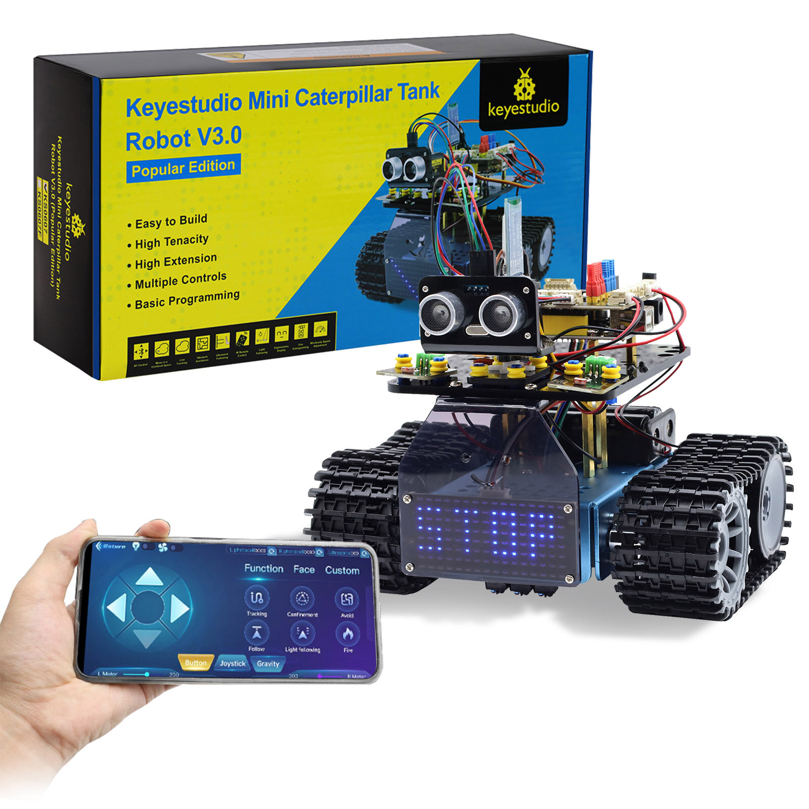 Keyestudio Мини-робот-танк V3 для Arduino, набор для самостоятельной сборки электроники с руководством