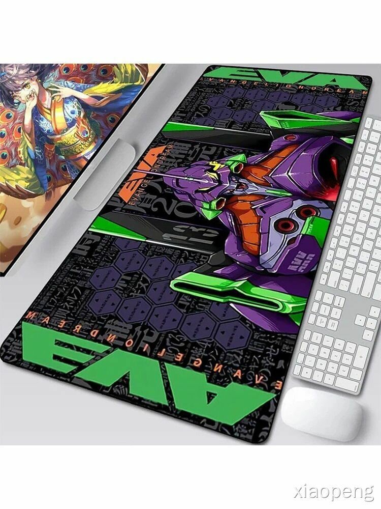 Подставка под мышь EVA Evangelion с аниме-дизайном, фиолетово-зеленый, длинная, для компьютера и геймеров