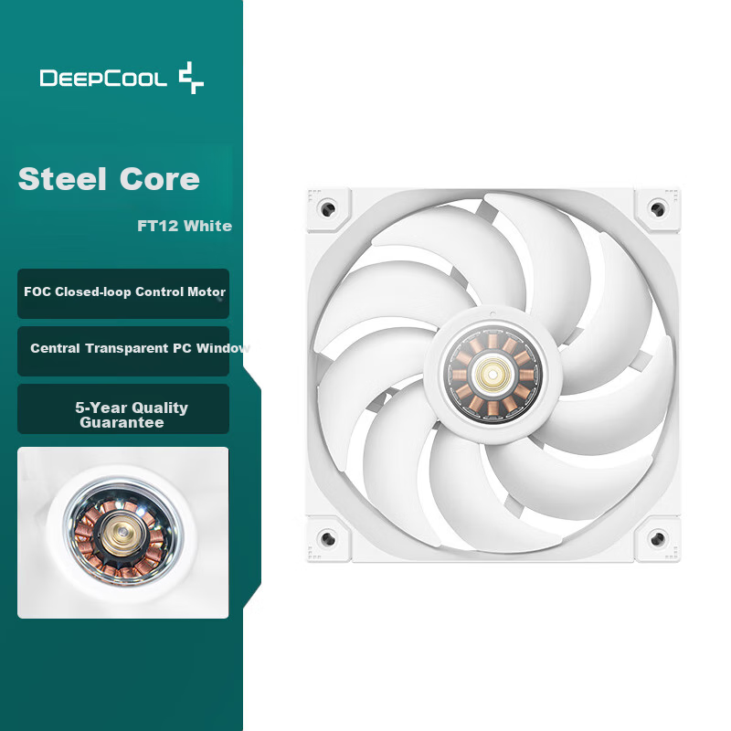 DEEPCOOL FT12 Белый вентилятор для корпуса с замкнутым контуром управления и 10 скоростями Цвет：FT12 Белый (одиночный