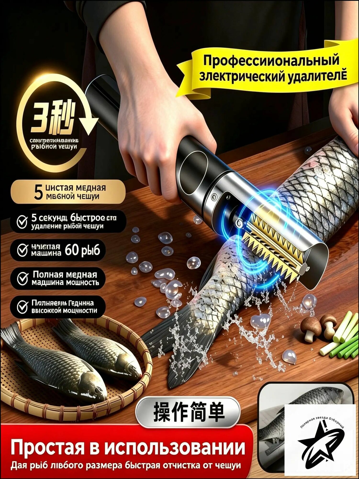 Рыбочистка аккумуляторная Электрический чешуесниматель