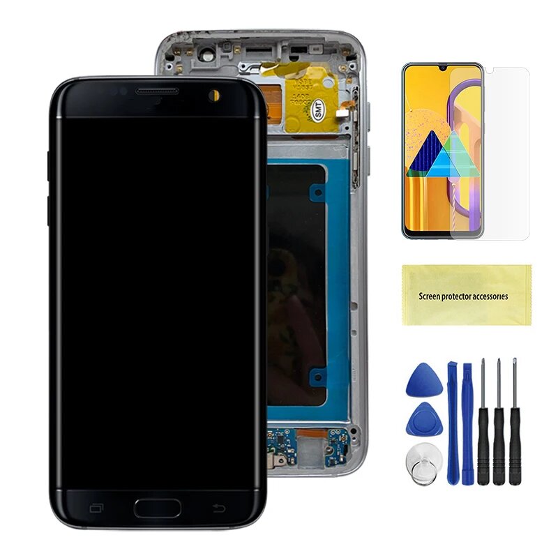 Samsung S7 Edge 5.5" Черный дисплей в сборе с рамкой